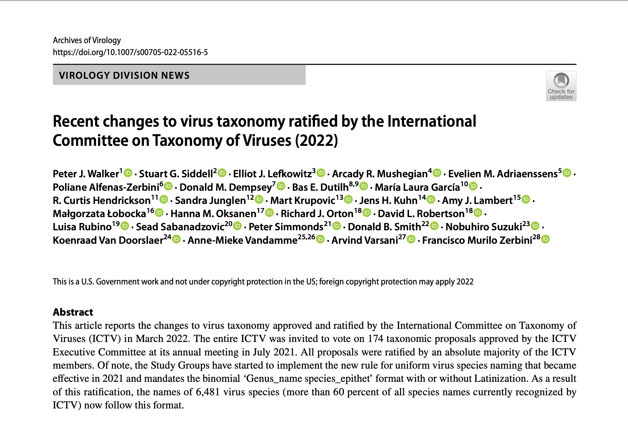 AoV Report on Release 37 of the ICTV Taxonomy | ICTV